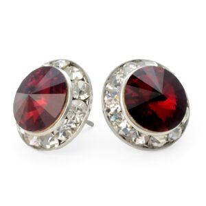 pammyj bridal earrings | 15mm crystal round earrings (dark red)