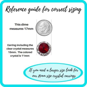 PammyJ Bridal Earrings | 15mm Crystal Round Earrings (Dark Red)