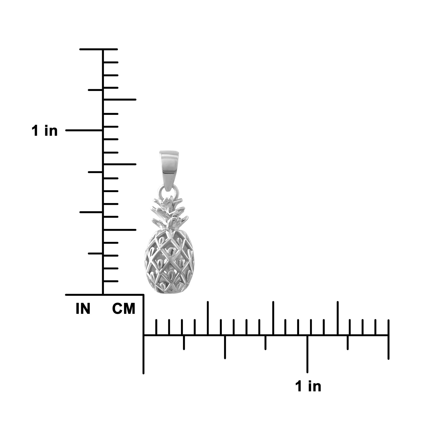 Sterling Silver Small Pineapple Pendant Necklace, 16+2" Extender