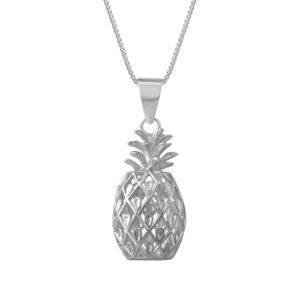 sterling silver large pineapple pendant necklace, 16+2" extender