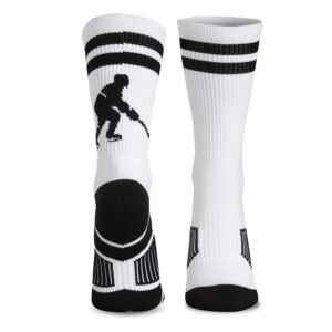 chalktalksports hockey mid-calf socks | hockey player | white/black