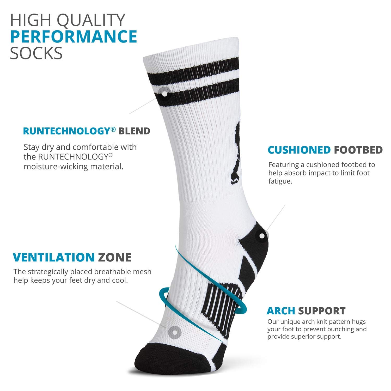 ChalkTalkSPORTS Hockey Mid-Calf Socks | Hockey Player | White/Black