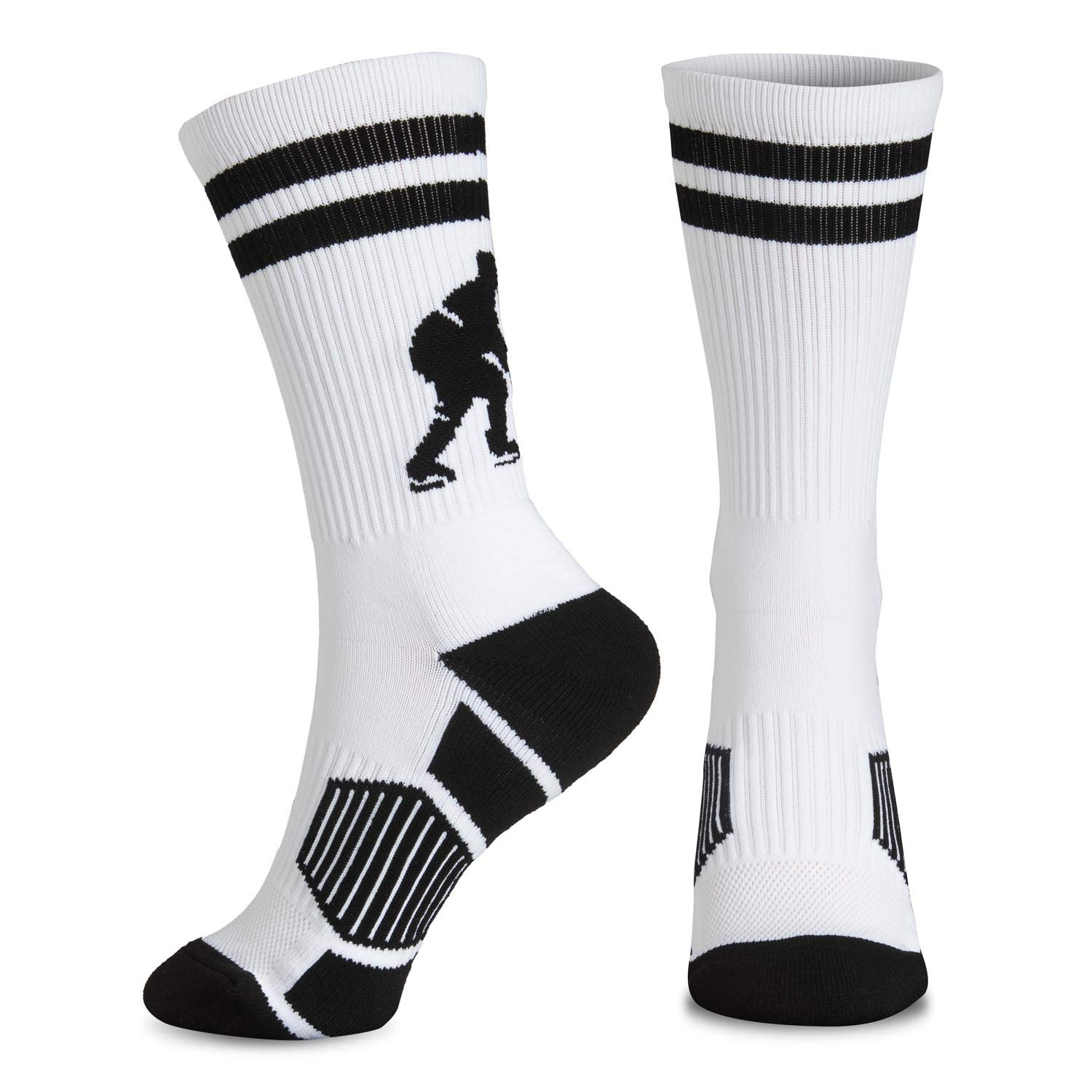 ChalkTalkSPORTS Hockey Mid-Calf Socks | Hockey Player | White/Black