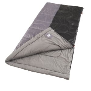 coleman 2000004451 biscayne big and tall warm weather adult sleeping bag black/grey, 39" x 81"