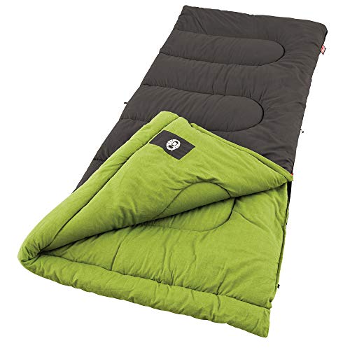 Coleman Duck Harbor Cool-Weather Sleeping Bag, Cotton Flannel Adult Sleeping Bag for 30°F/50°F Nights, Includes Ventilation, No-Snag Zipper, & Packing System; Fits Adults up to 5ft 11in