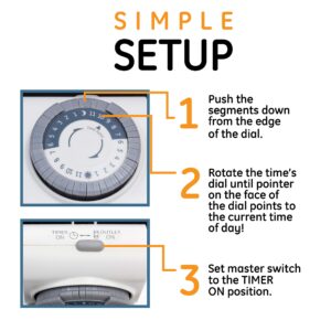 GE 24-Hour 2 Grounded Outlets Mechanical Outlet Timer, Timers for Electrical Outlets Indoor, Light Timers Indoor, Daily ON/OFF Cycle, Lamp and Christmas Light Timer, Indoor Light Timer, 15075