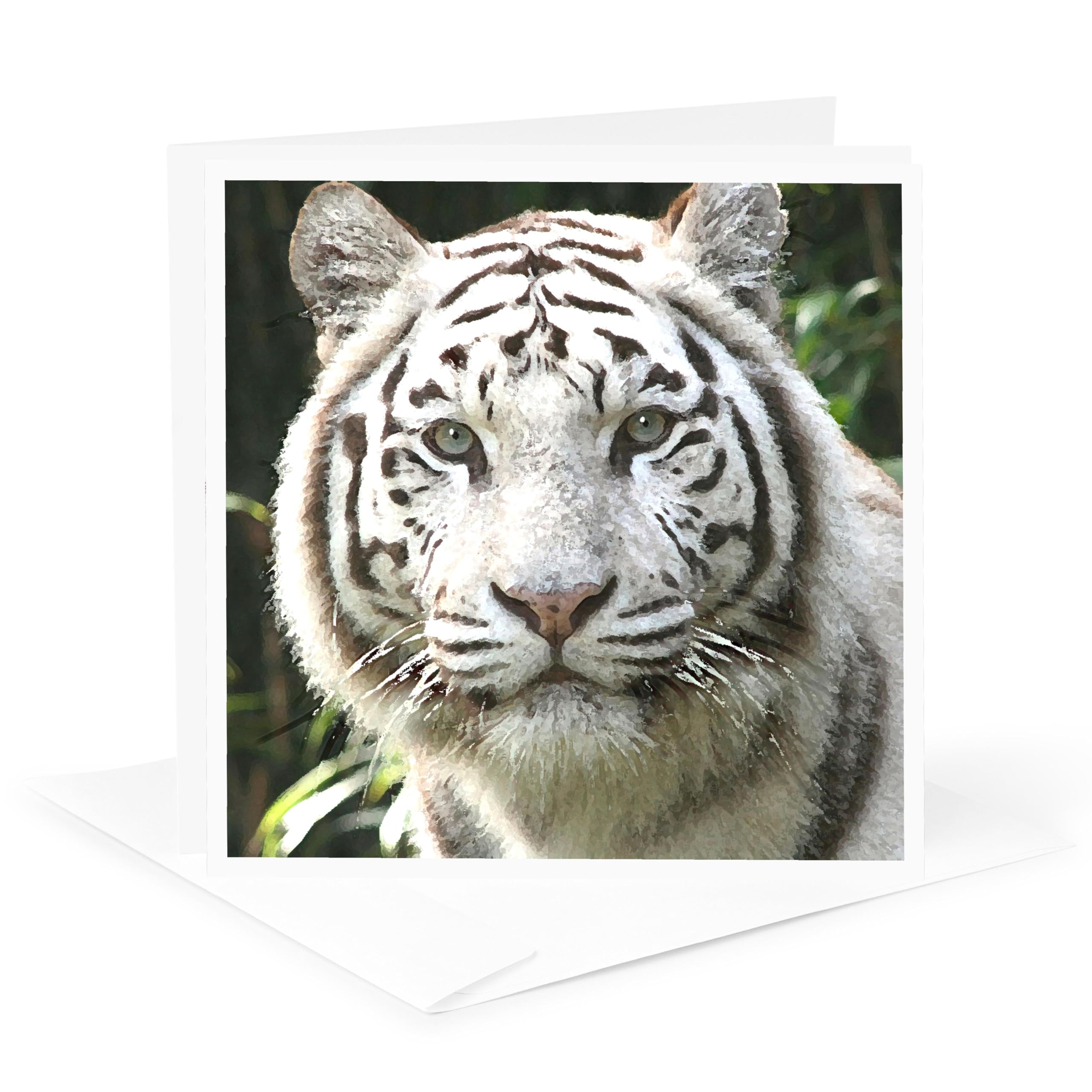 3dRose White Tiger 6 x 6 Inches Greeting Cards, Set of 12 (gc_4845_2)