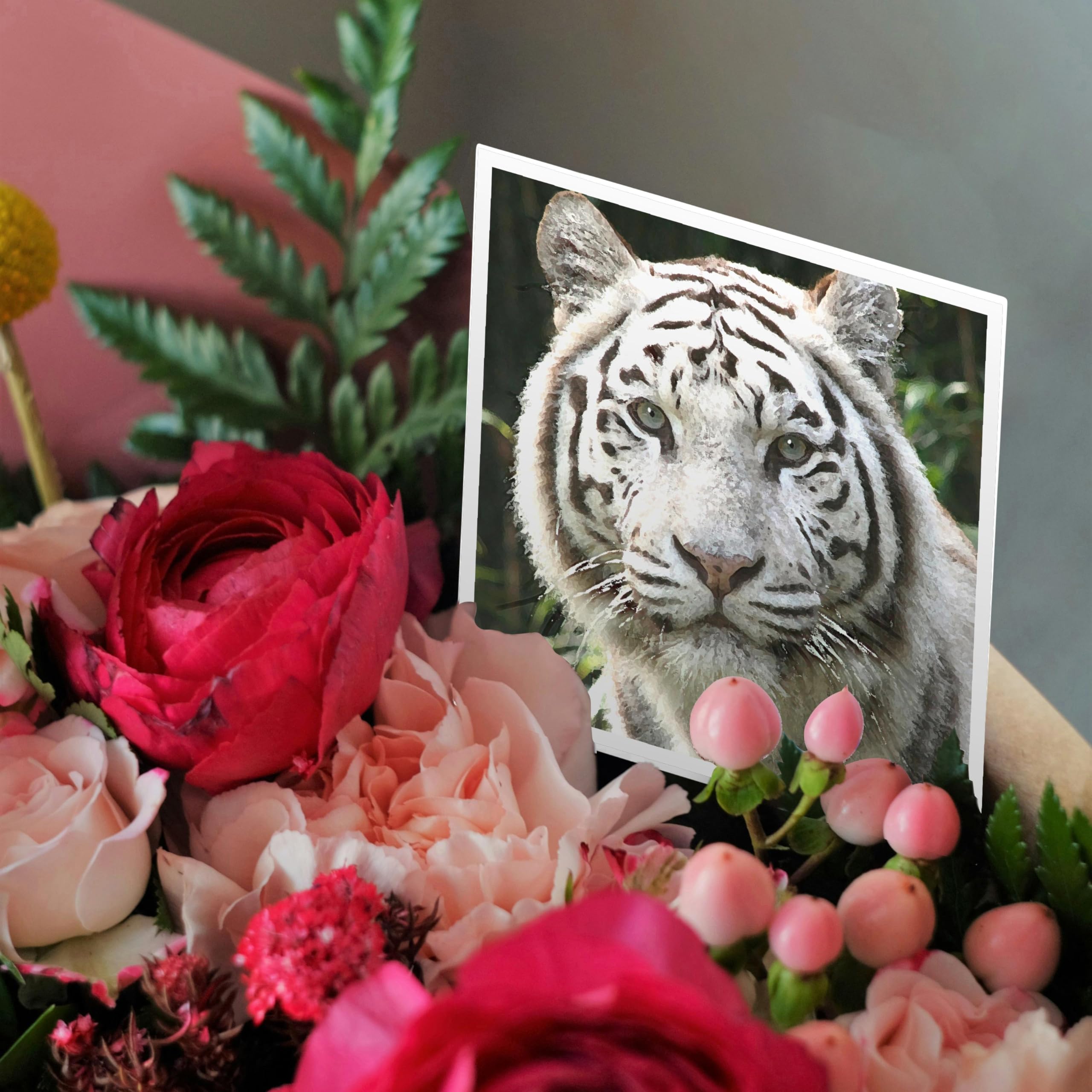 3dRose White Tiger 6 x 6 Inches Greeting Cards, Set of 12 (gc_4845_2)