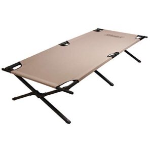 coleman trailhead ii camping cot, easy-to-assemble folding cot supports campers up to 6ft 2in or 300lbs, great for camping, lounging, & elevated sleeping