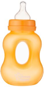 tommee tippee wide neck nipper gripper easy grip bottle with soft silicone teat 3m+, 240ml, pink