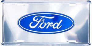 ford logo deluxe silver license plate