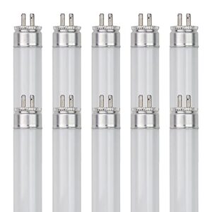 sunlite 05040 f4t5/cw t5 linear fluorescent lamp, 4 watts, 135 lumens, 4100k cool white, miniature g5 bi-pin base, rohs compliant, high performance straight tube, 10 pack