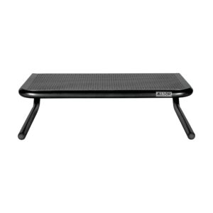 allsop metal art jr. monitor stand, 14-inch wide platform holds 40 lbs with keyboard storage space - pearl black (30165)