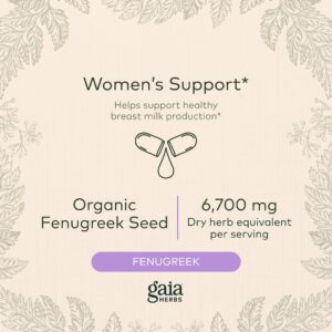 Gaia Herbs Fenugreek Seed - Helps Support Healthy Lactation and Breast Milk Production* - Made with Organic Fenugreek Seeds - 60 Vegan Liquid Phyto-Capsules (Up to 15-Day Supply)