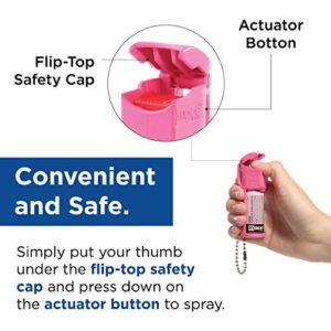 Mace Brand Pocket Pepper Spray (Hot Pink) – Accurate 10’ Powerful Pepper Spray with Flip Top Safety Cap, Leaves UV Dye on Skin – Great for Self-Defense