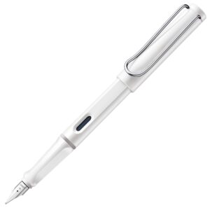 lamy safari white - fountain pen with ergonomic grip & polished steel nib in size b - ideal for any writing & calligraphy - including lamy t 10 blue cartridge - right-handed