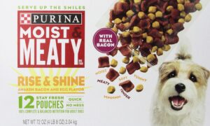 purina moist & meaty rise & shine awaken bacon & egg flavor adult wet dog food - 12 ct. pouches