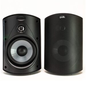 polk audio atrium 4 outdoor speakers with powerful bass (pair, black), all-weather durability, broad sound coverage, speed-lock mounting system