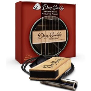 dean markley pro mag plus xm acoustic guitar single coil pickup, smooth maple wood design active soundhole pickup ebony finish, perfect string balance and 15 ft low noise for steel-string guitars