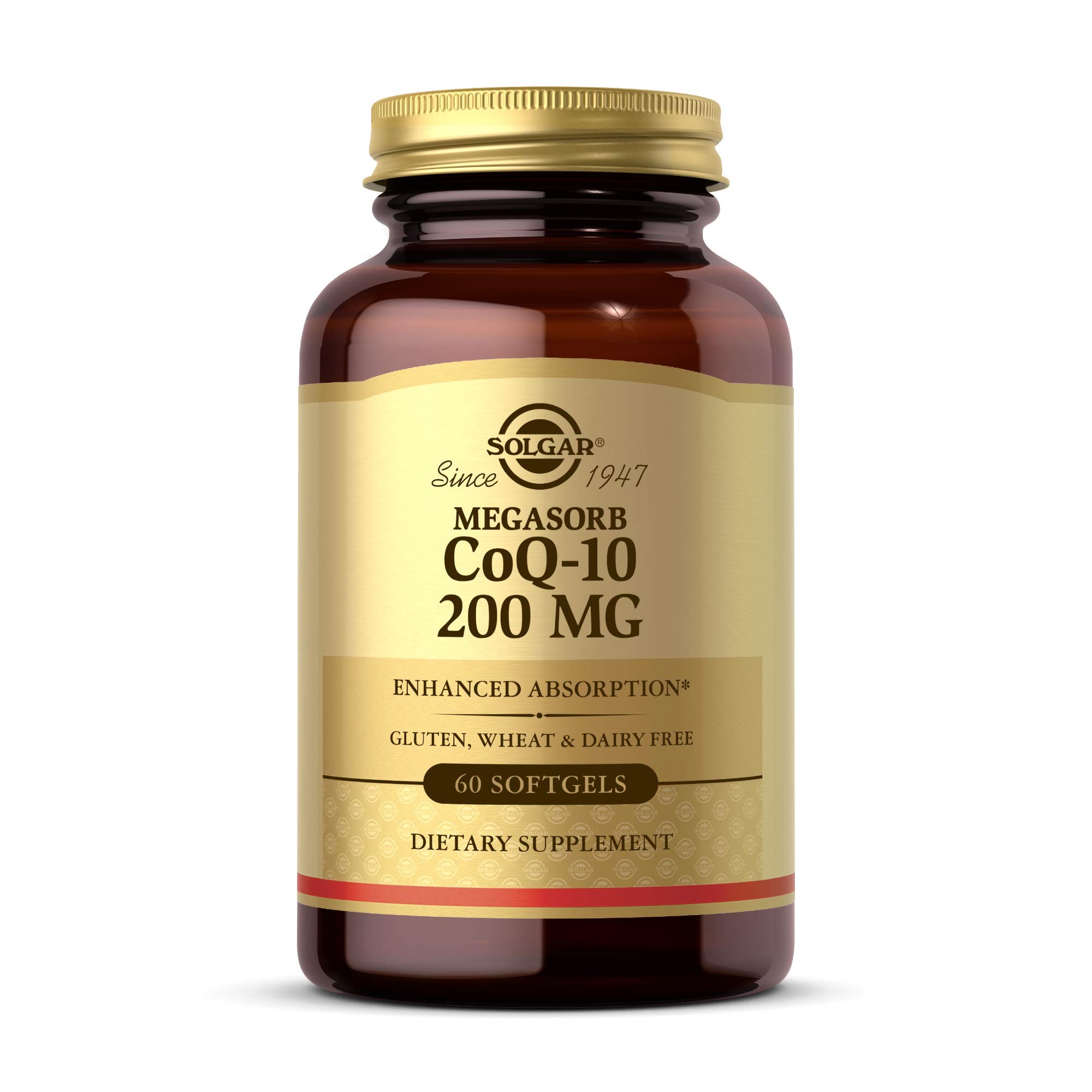 Solgar Megasorb CoQ-10 200 mg, 60 Softgels - Supports Heart & Brain Function - Coenzyme Q10 Supplement - Enhanced Absorption - Gluten Free, Dairy Free - 60 Servings