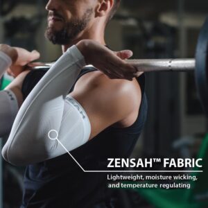 Zensah Compression Arm Sleeves - Sun, UV Protection, Thermal Regulating Sleeve, Made in USA (White, Small/Medium)