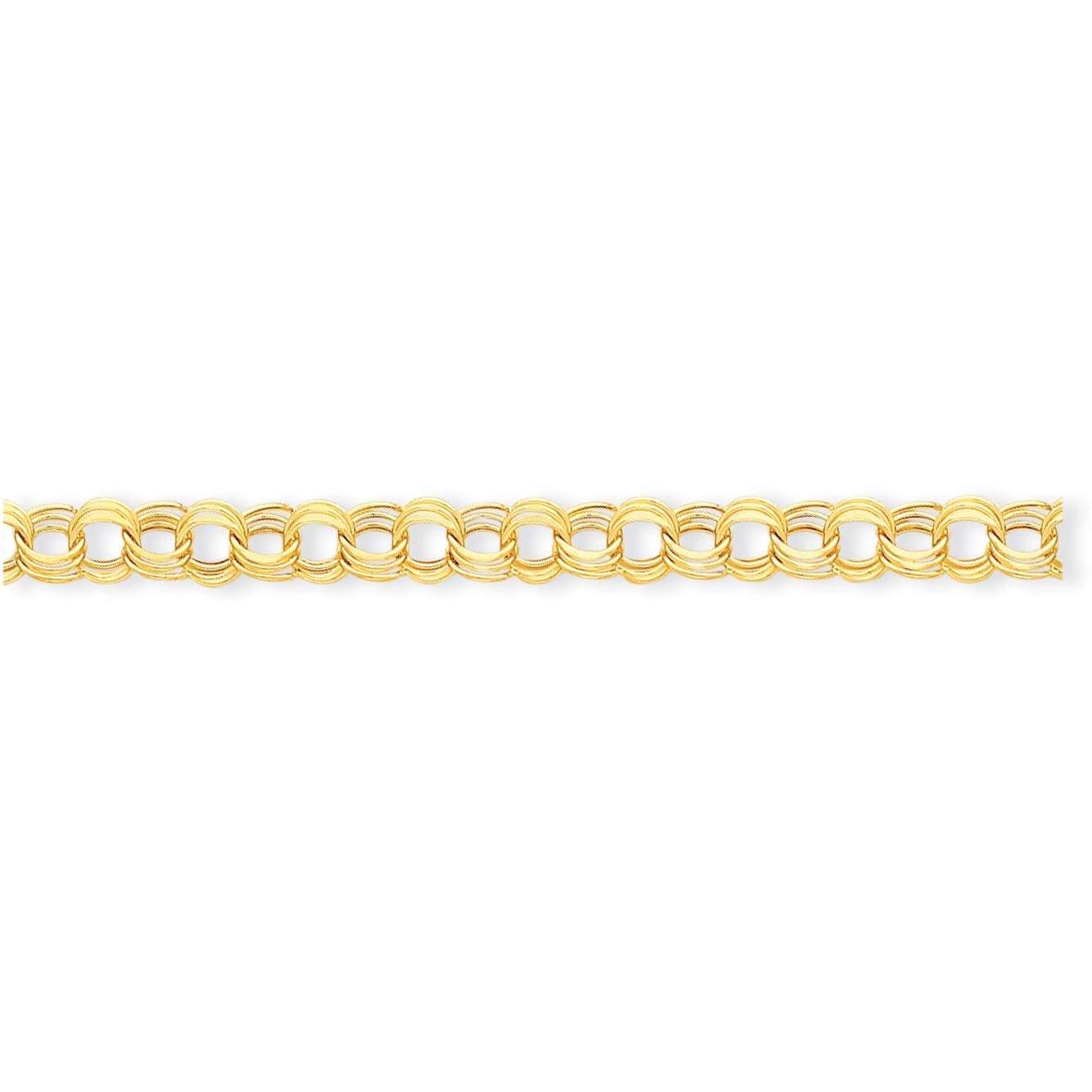 FindingKing 14K Gold Triple Link Charm Bracelet Jewelry 8"