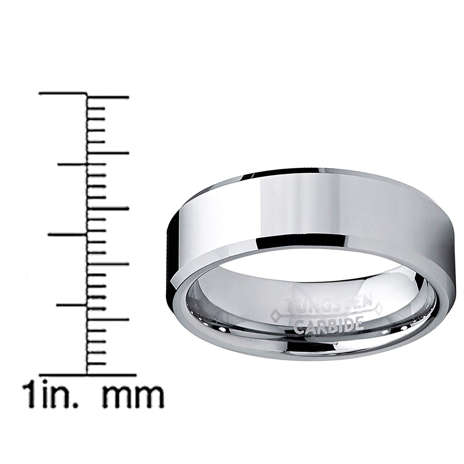 Metal Masters 5MM High Polish Beveled Edge Tungsten Carbide Wedding Ring, Bands Size 6