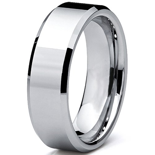 Metal Masters 5MM High Polish Beveled Edge Tungsten Carbide Wedding Ring, Bands Size 6