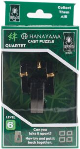 bepuzzled | quartet hanayama metal brainteaser puzzle mensa rated level 6, for ages 12 and up