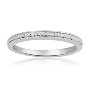 jewelili wedding anniversary ring in sterling silver with round diamonds, size 7