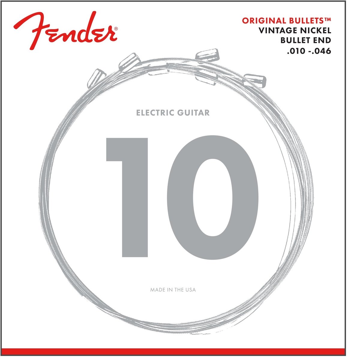 Fender Original Bullet 3150 Electric Guitar Strings, Pure Nickel, Bullet End, 3150R .010-.046