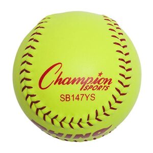 Champion Sports 11" Syntex Leather Cover Softballs - Poly Core - Medium Compression - NFHS Approved - Raised Seams - Optic Yellow - Pack of 12