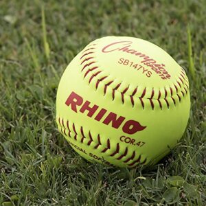 Champion Sports 11" Syntex Leather Cover Softballs - Poly Core - Medium Compression - NFHS Approved - Raised Seams - Optic Yellow - Pack of 12