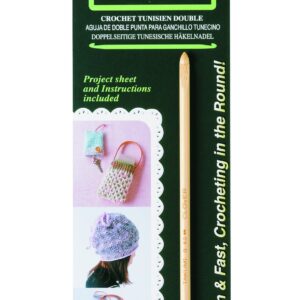 Clover 1308/J Double-Ended Tunisian Crochet Hook (J/6.0 mm), 6.0mm, Beige