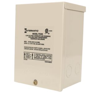 intermatic px300 300w pool light transformer 12v, 13v, 14v - supply for pool/spa lights, submersible fixtures, and landscape lights - enhanced safety with circuit protection, beige stainless steel