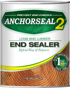 anchorseal 2 hybrid log & lumber end grain sealer - water-based wax & polymer prevents up to 90% of end checking (drying splits) on cut ends. green wood sealer for turning blanks & bowls. (1 gallon)