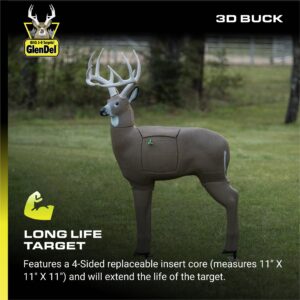 GLENDEL Buck 3D Archery Target with Replaceable Insert Core, GlenDel Buck w/4-sided Insert, Brown