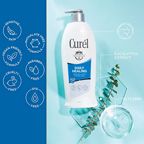 Curél Daily Healing Body Lotion for Dry Skin, Repairs Dry Skin and Retains Moisture, Body and Hand Lotion, 20 Ounce, with Advanced Ceramides Complex