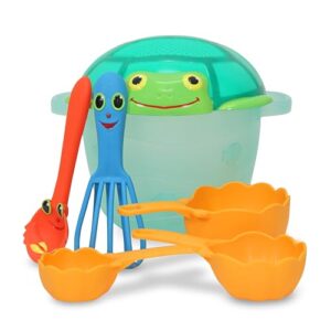 melissa & doug sunny patch seaside sidekicks sand baking set-beach toy, outdoor play for kids ages 3+