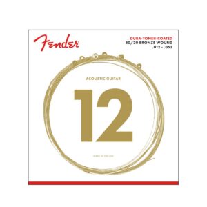 fender dura-tone coated 80/20 bronze acoustic guitar strings, 880l .012-.052