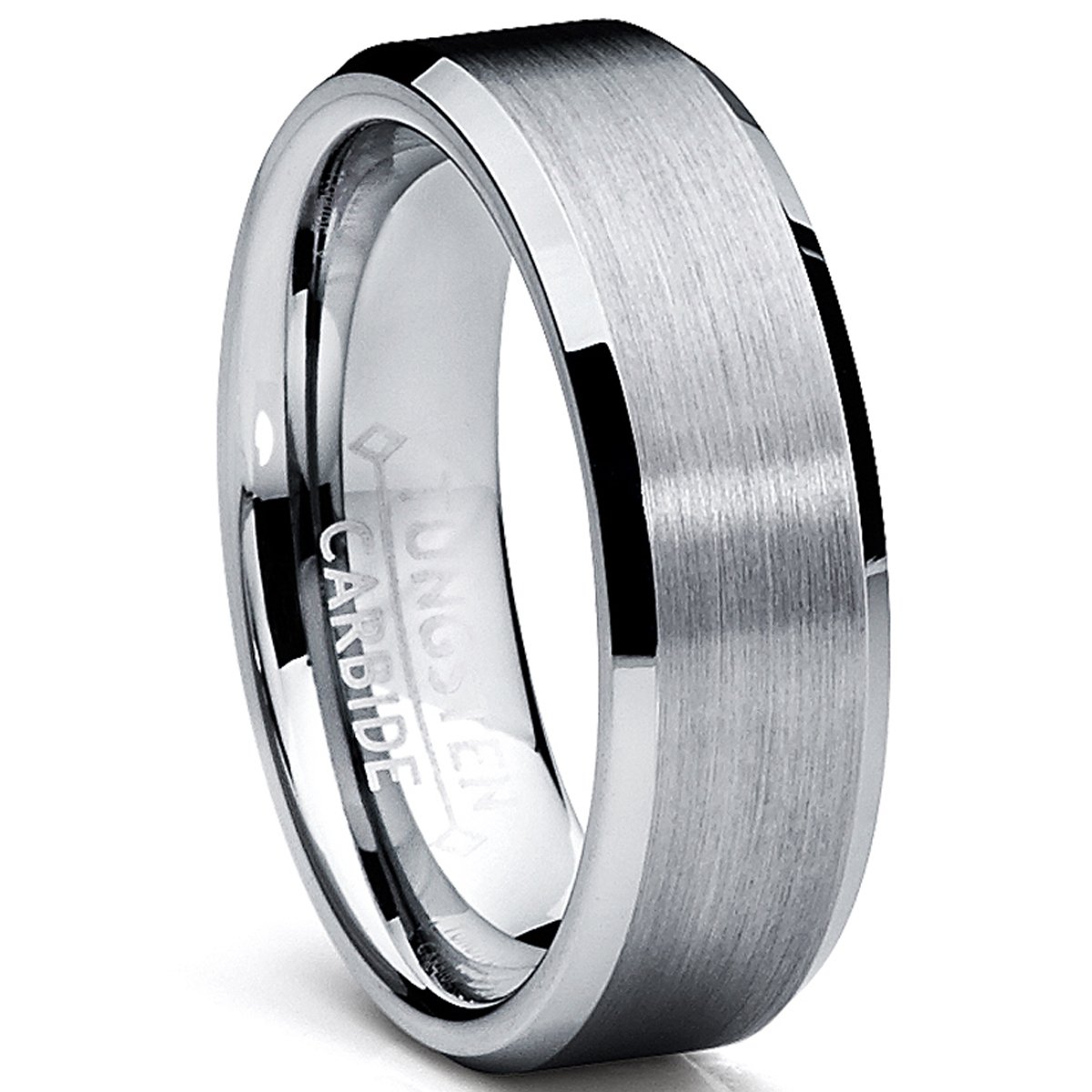 Metal Masters 6MM High Polish/Matte Finish Tungsten Ring, Bands Size 8