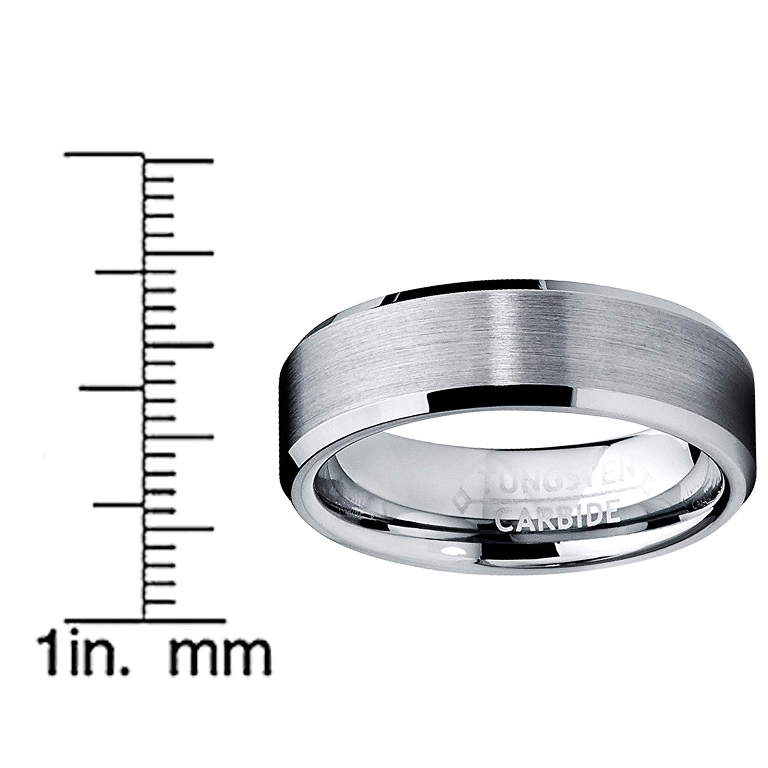 Metal Masters 6MM High Polish/Matte Finish Tungsten Ring, Bands Size 8