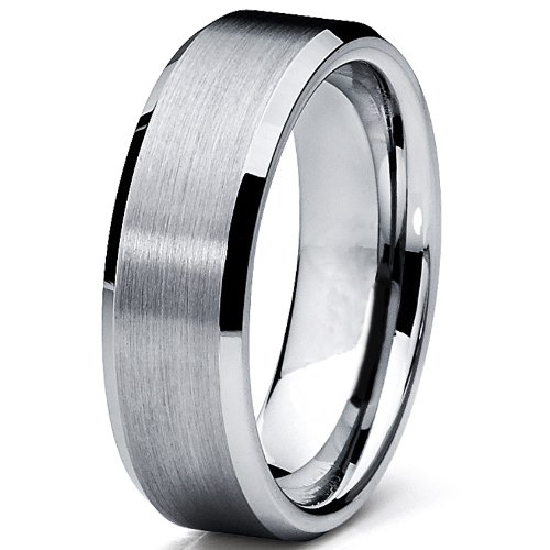 Metal Masters 6MM High Polish/Matte Finish Tungsten Ring, Bands Size 8