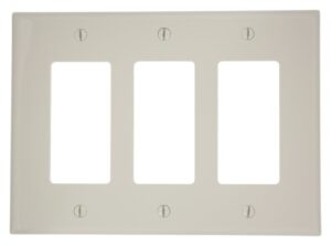 leviton pj263-t 3-gang decora/gfci wallplate, midway size, light almond