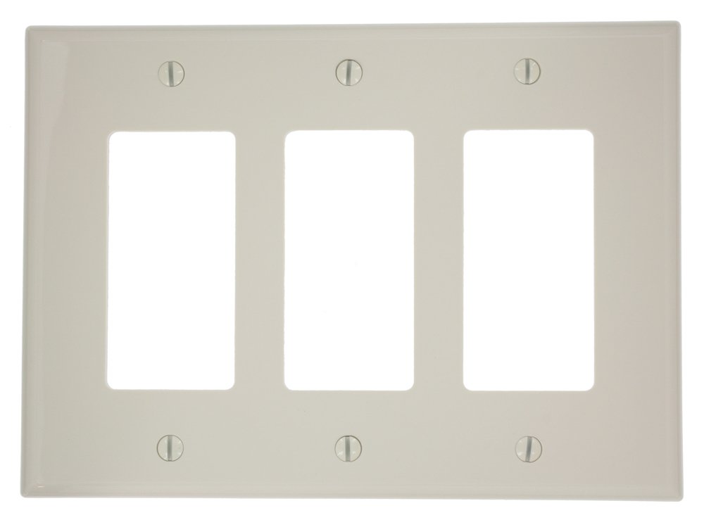 Leviton PJ263-T 3-Gang Decora/GFCI Wallplate, Midway Size, Light Almond