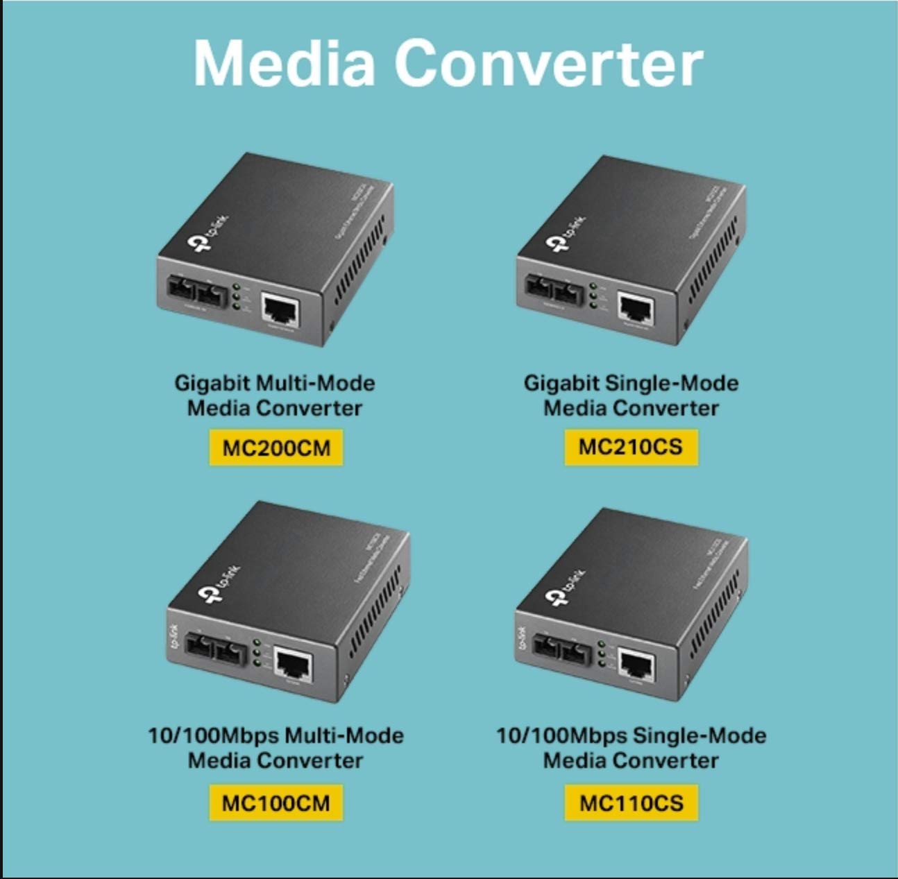 TP-Link Gigabit SFP to RJ45 Fiber Media Converter, Fiber to Ethernet Converter 10/100/1000Mbps RJ45 Port to 1000Base-SX Multi-Mode Fiber (MC200CM) Black