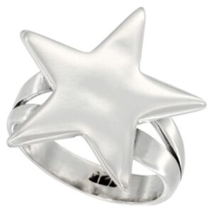 sterling silver star ring 3/4 inch wide, size 7