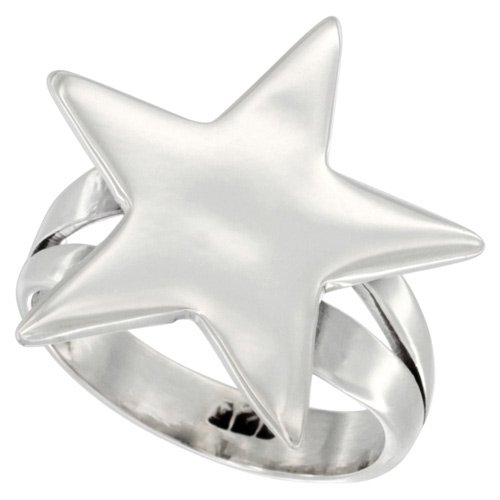 Sterling Silver Star Ring 3/4 inch wide, size 7