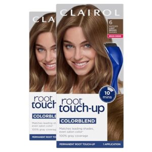 clairol root touch-up by nice'n easy permanent hair dye, 6 light brown hair color, pack of 2