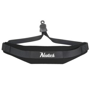 neotech saxophone strap - regular - open hook neck strap for saxophone, clarinets, english horns & more - comfortable neoprene instrument neck strap - black